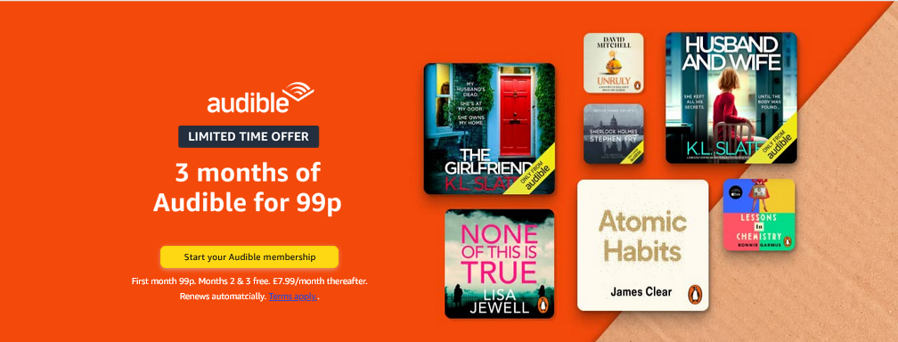 Amazon Audible: Get 3 Months for Just 99p!