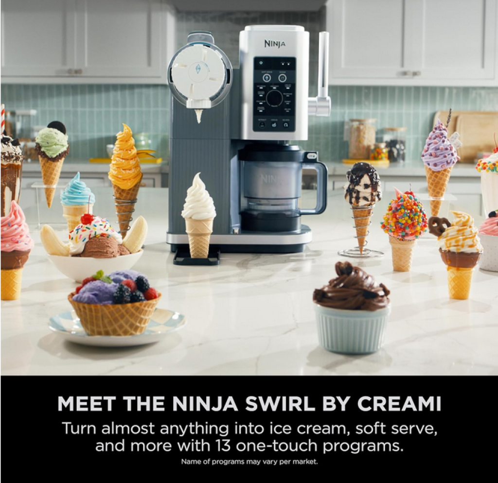 Ninja Swirl by CREAMi Soft Serve & Ice Cream Maker & 2 Tubs - Bargain ...