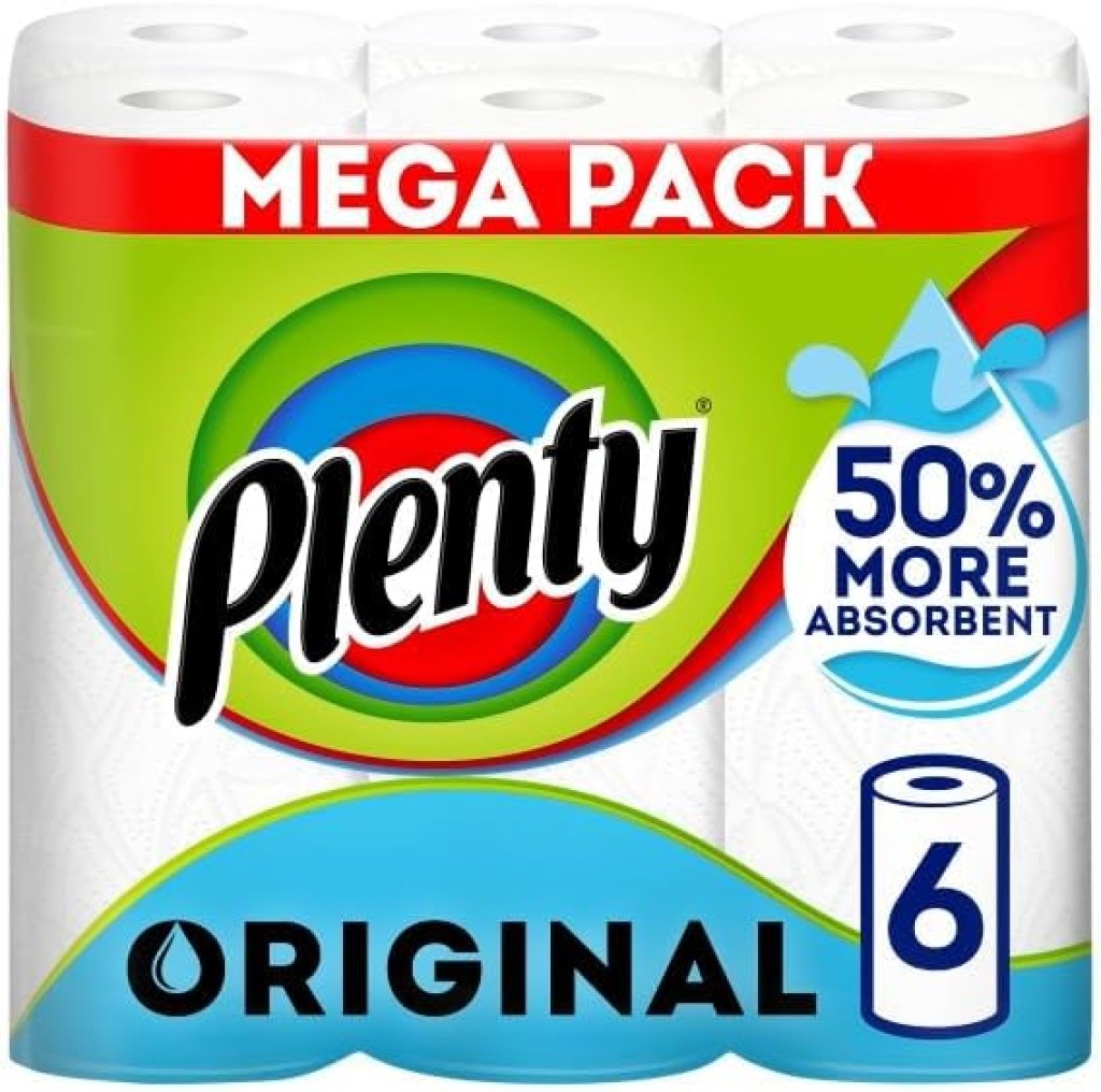 Plenty Kitchen Roll, 6 Rolls, 2-Ply Tissue - Bargain Hunter UK Deals
