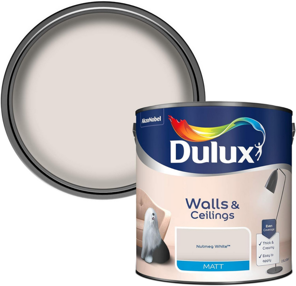 Dulux Matt Emulsion Paint Nutmeg White 2.5 Litres - Bargain Hunter UK