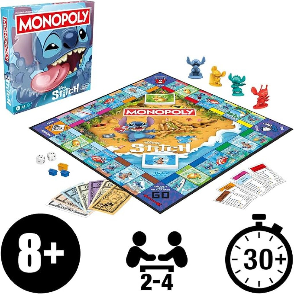 Monopoly: Disney Stitch Board Game, Family Property-Trading - Bargain ...