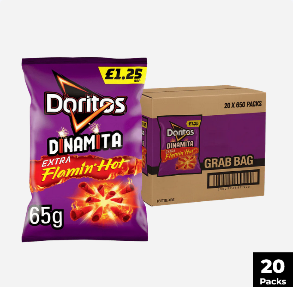 Doritos Dinamita Extra Flaming Hot 20 x 65g Packs - Bargain Hunter UK Deals