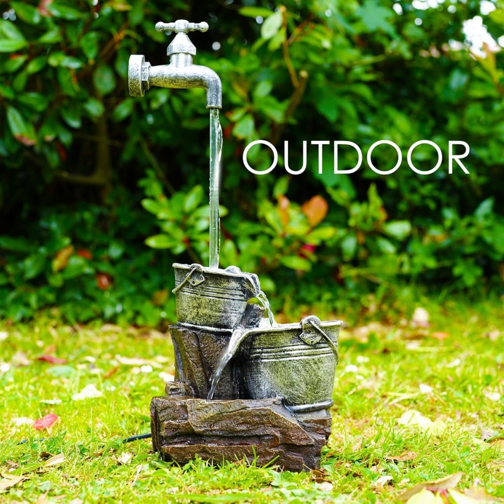 GEEZY Garden Tap Fountain with LED Lights - Bargain Hunter UK